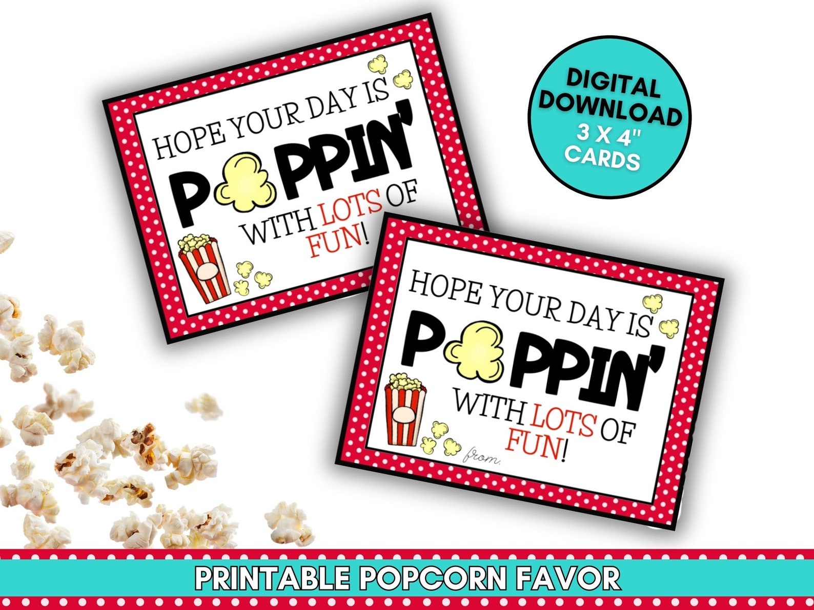 Popcorn Valentine Tag, Popcorn Valentine Printable, Cute Popcorn Gift ...