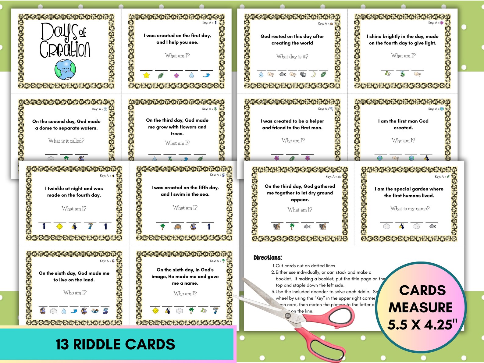 Printable Days of Creation Decoder Wheel Riddles for Kids, Creation ...