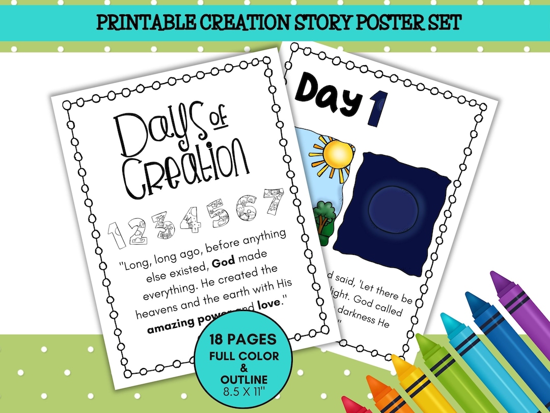 Printable Days of Creation Posters Set, Christian Preschool Printable ...