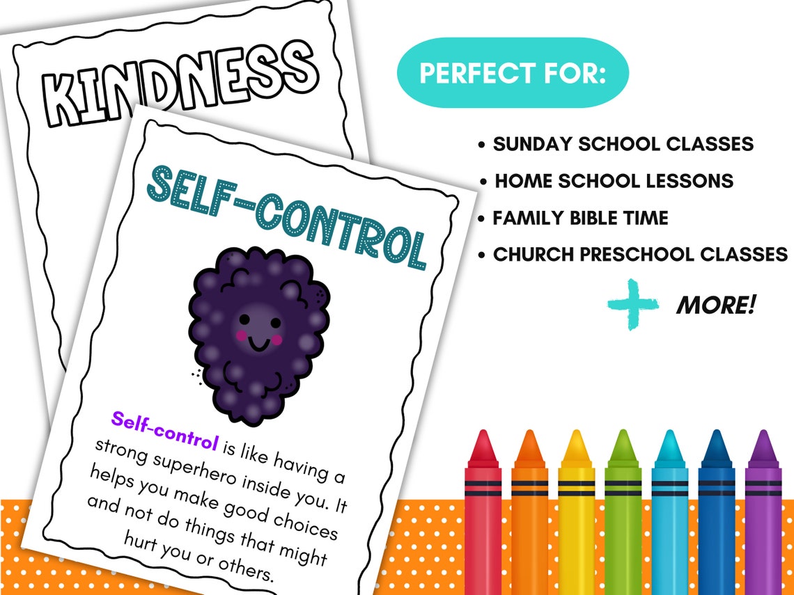 Printable Fruit of the Spirit Coloring Poster Set, Fruits of the Spirit ...