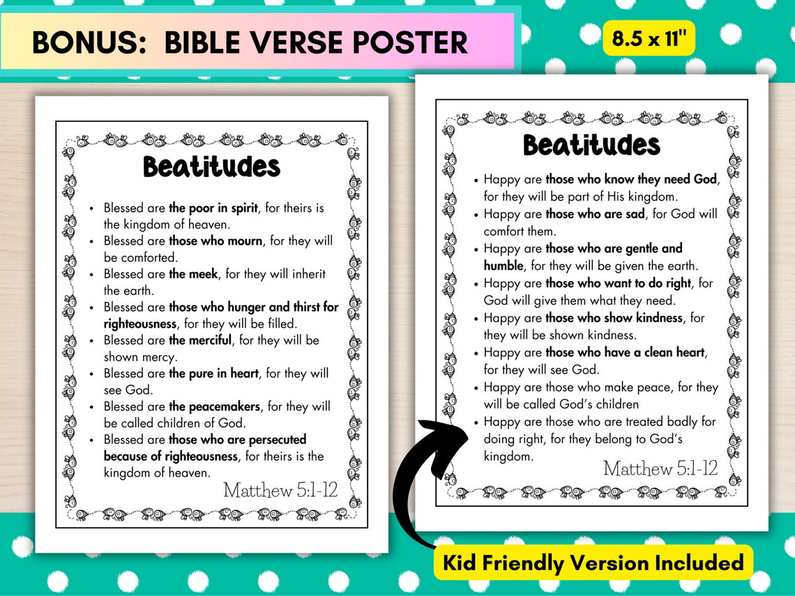 Printable Beatitudes Bible Craft for Kids, Beatitude Craft, Christian ...