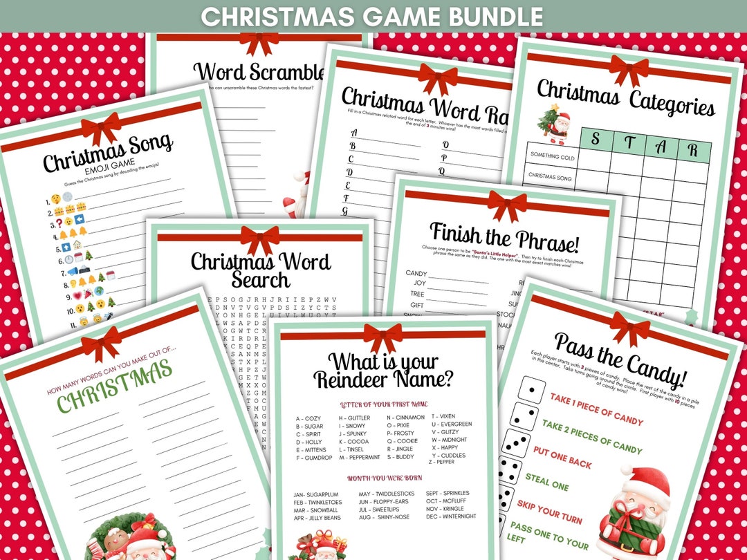Printable Christmas Game Bundle, Christmas Party Games, Family ...