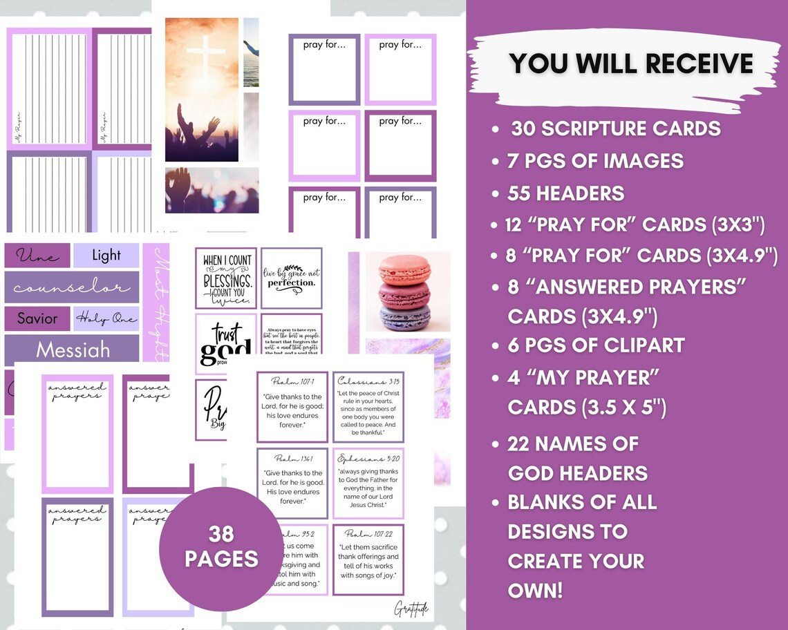 Printable Prayer Board Kit, Prayer Cards, Scripture Cards, Praise and ...