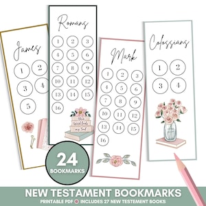 Printable New Testament Bookmarks, Set of 24, Bible Reading Tracker ...