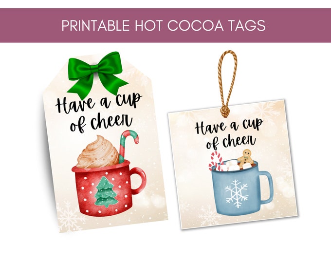 Christmas Hot Cocoa Gift Tag Template, Printable Holiday Hot Chocolate ...