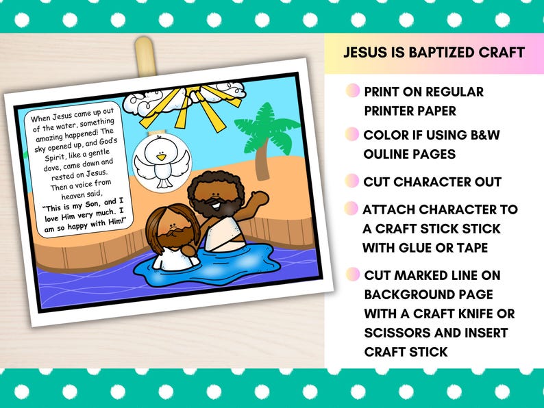 Jesus is Baptized Bible Craft for Kids, Holy Spirit, Sunday School ...