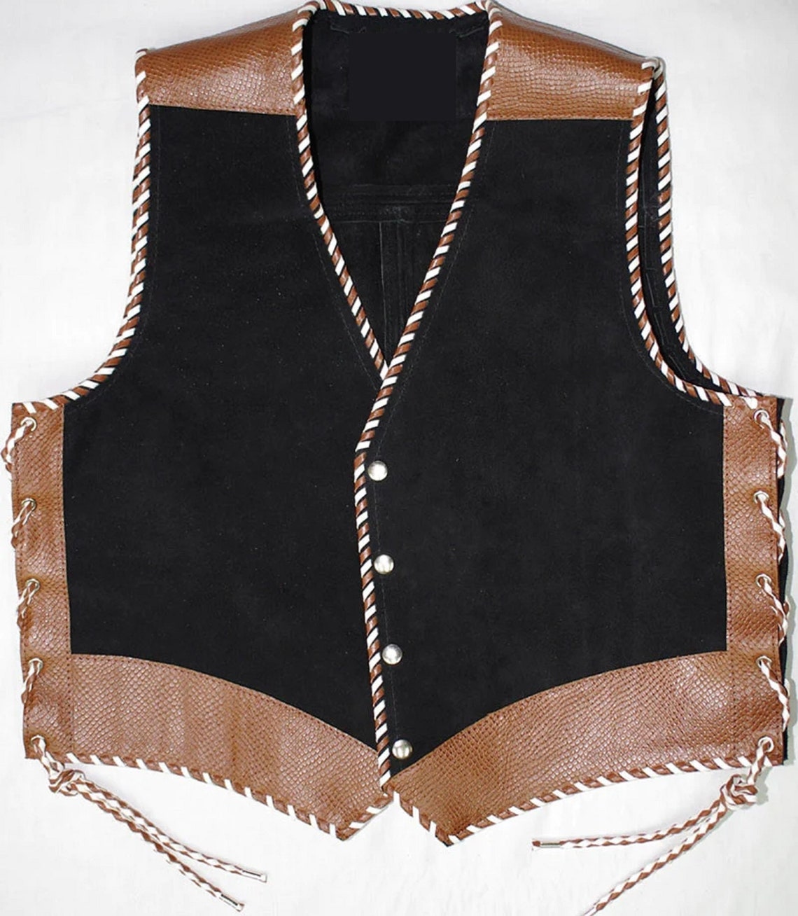 New Men's Snake Embossed Leather Vest, Biker Vest, Western Style ...