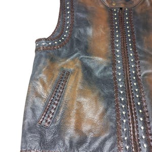Distressed Cowhide Leather Motorcycle Vest: Hand Braided Biker Vest - Etsy