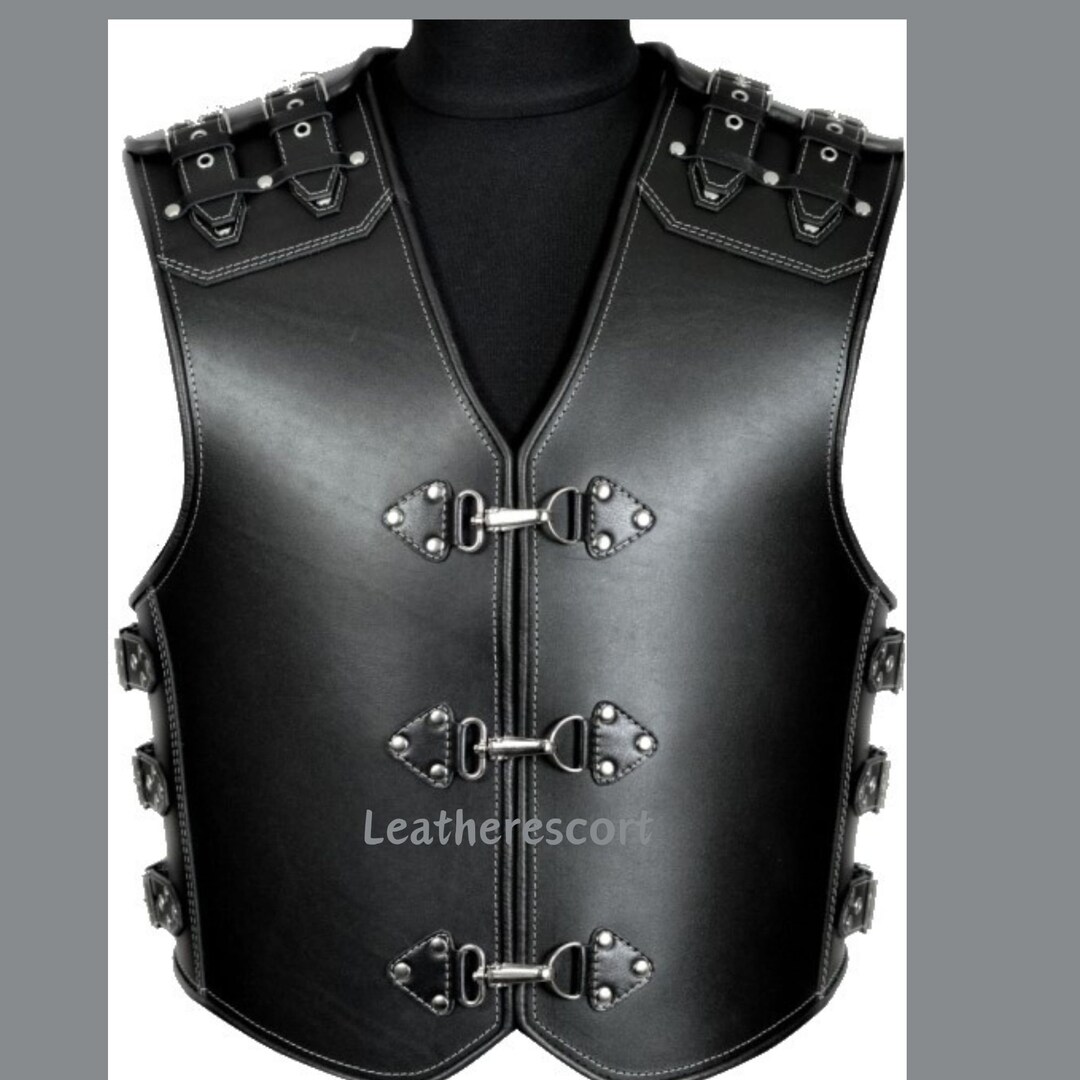 New Men's 3MM Thick Vest, Motorcycle Vest, Club Rider Biker Vest, Black ...