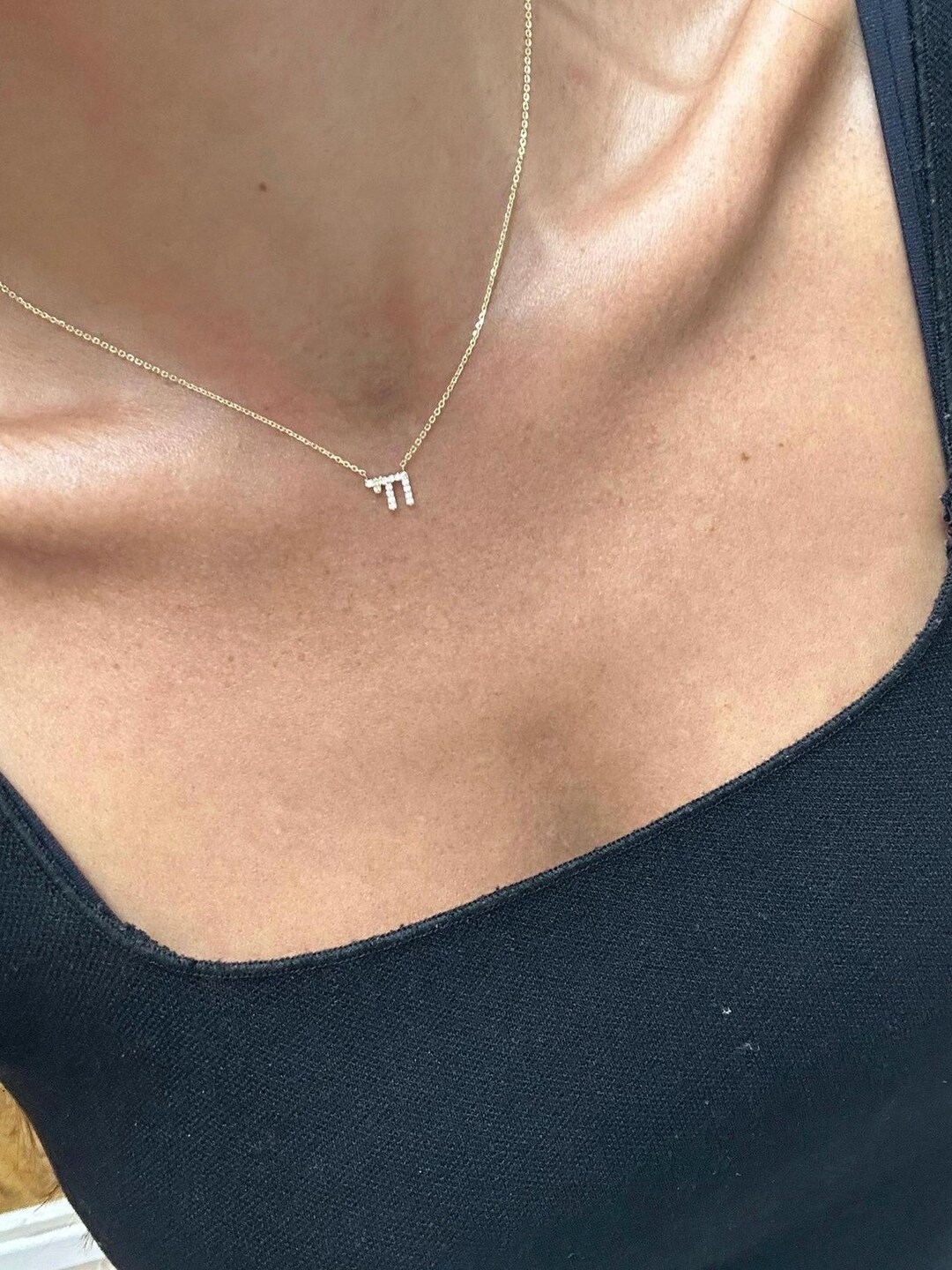 14K Yellow Gold Chai Diamond Necklace. Jewish Diamond Jewelry ...