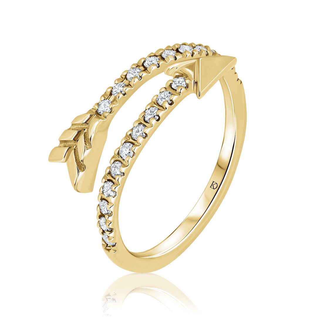 Diamond Arrow Ring, Arrow Style Gold Line Ring, 14K Gold, Natural ...