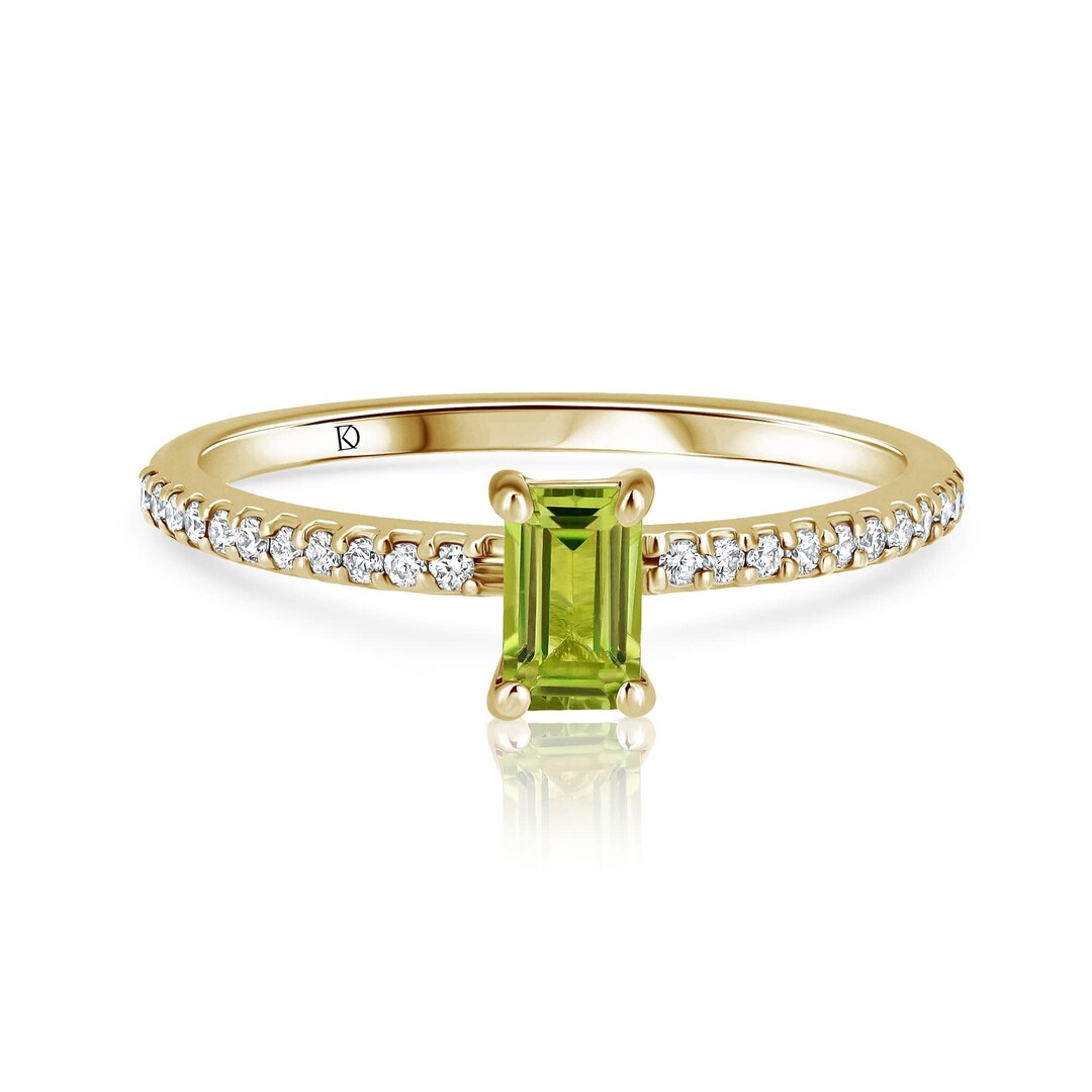 Peridot Emerald Cut, Peridot Ring, Rectangle Shape Gemstone, August ...