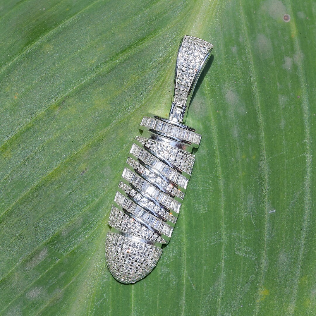 Diamond Bullet Pendant 925 Sterling Silver Pendant Rifle Bullet Charm ...