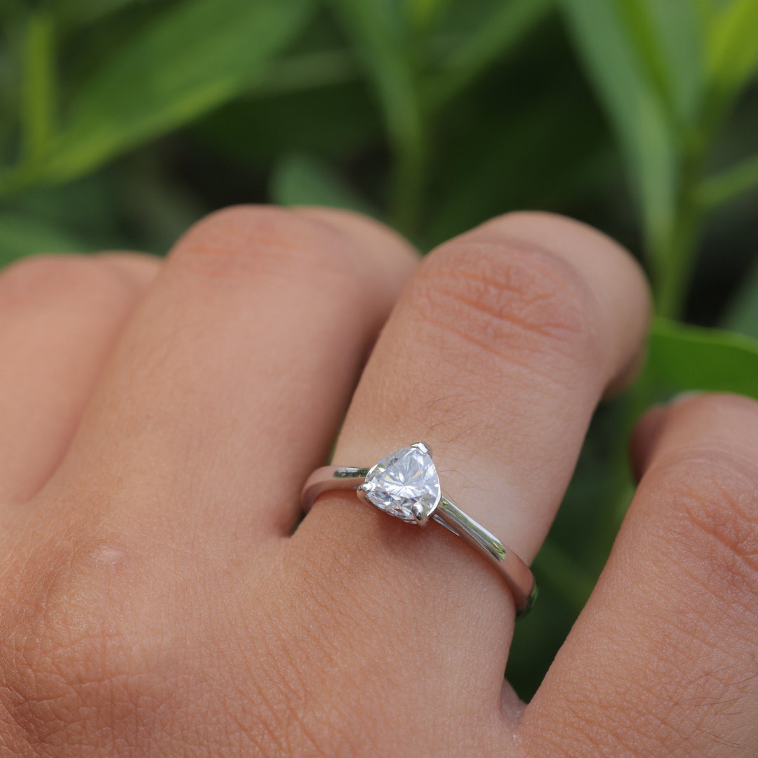 Heart Shaped Solitaire Engagement Ring 14k White Gold Promise Ring ...