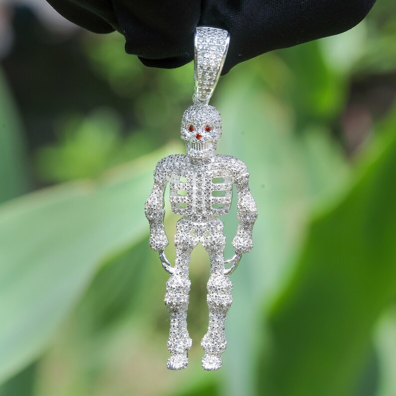 Skeleton Pendant, Moissanite Diamond Pendant, 925 Silver Hip Hop ...