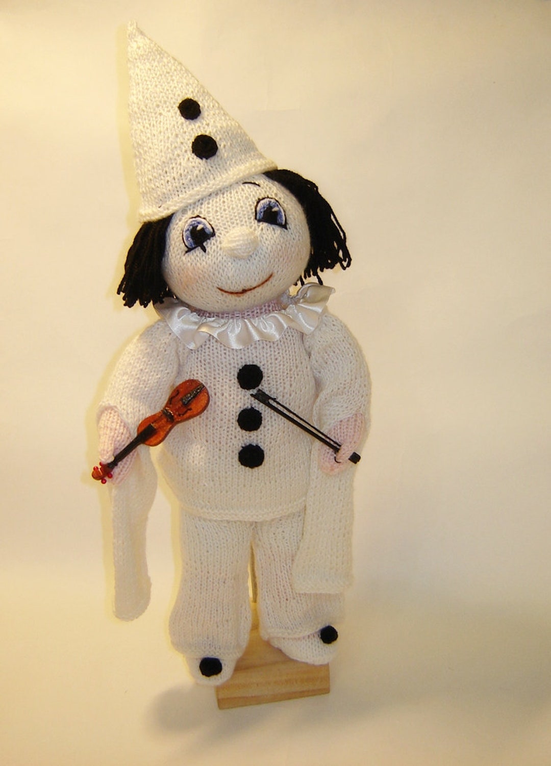 Pierrot Doll Handmade Art Doll Pierrot in White Suit With Violin ...