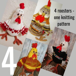 Toy Knitting Pattern Rooster for Valentine's Day Rooster, 4 Roosters -1 ...