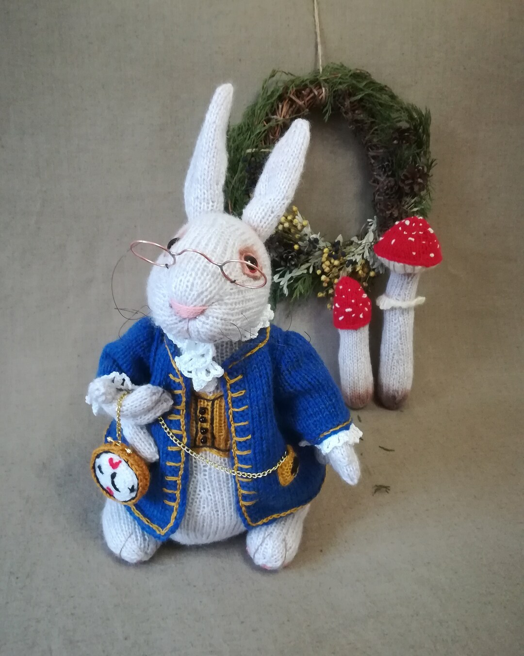 Knitting Pattern Toy White Rabbit Alice in Wonderland Lewis Carroll ...