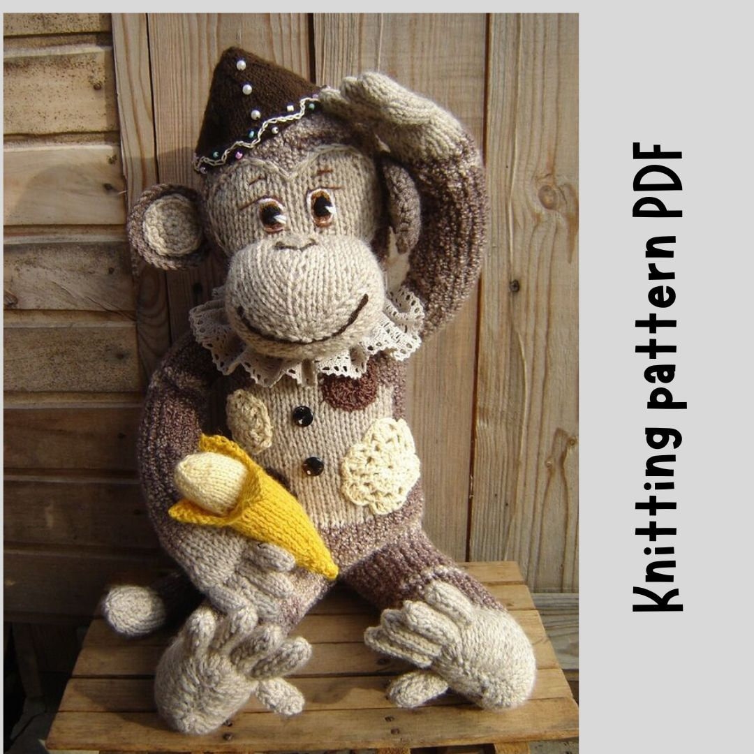 Vintage Style Monkey Knit Pattern - Cute Baby Shower or Birthday Gift ...