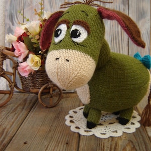 Handmade Knitted Eeyore Donkey Plush, Farm Animal Stuffed Toy, Baby ...
