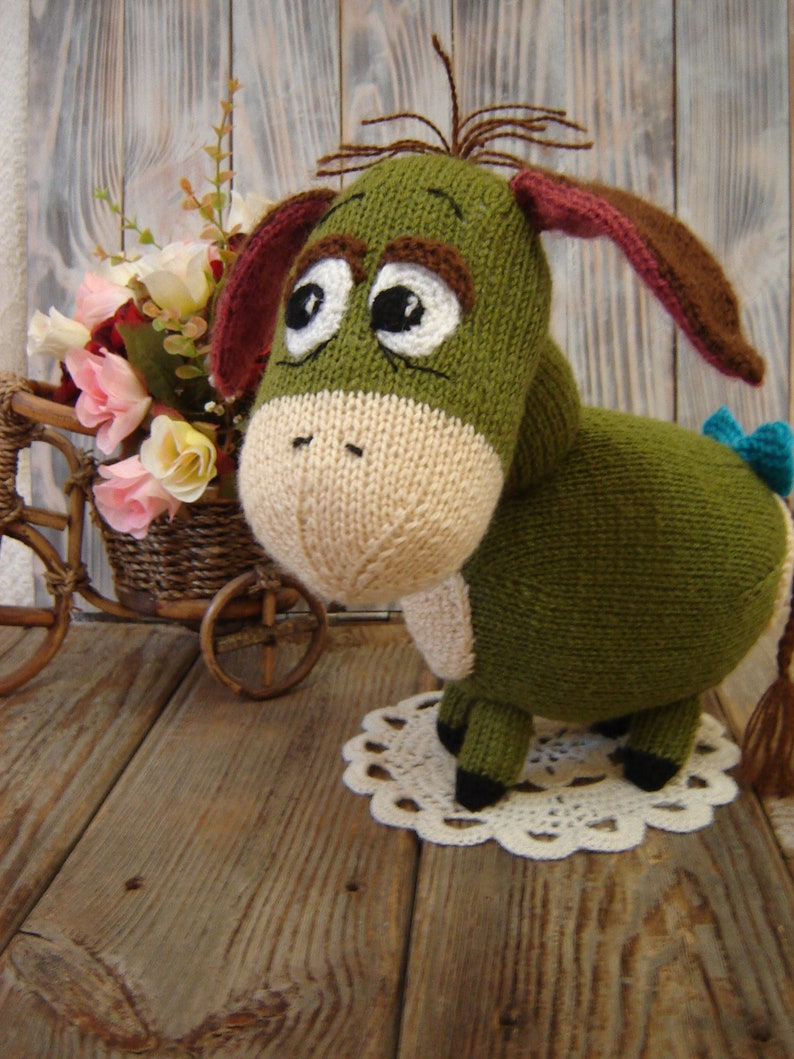 Knitted Toy Donkey Eeyore, Plush Donkey Stuffed Animal, Farm Animal ...