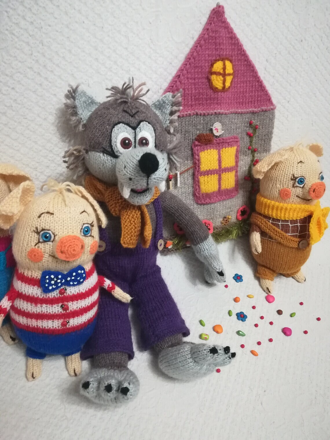 Bundle Toy Knitting Pattern Big Bad Wolf and the Three Little Pigs - Etsy