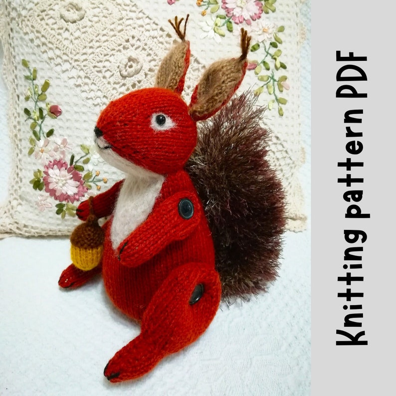 Toy Knitting Patterns, Plush Squirrel Toy Ginger Brown, Squirrel Charm ...