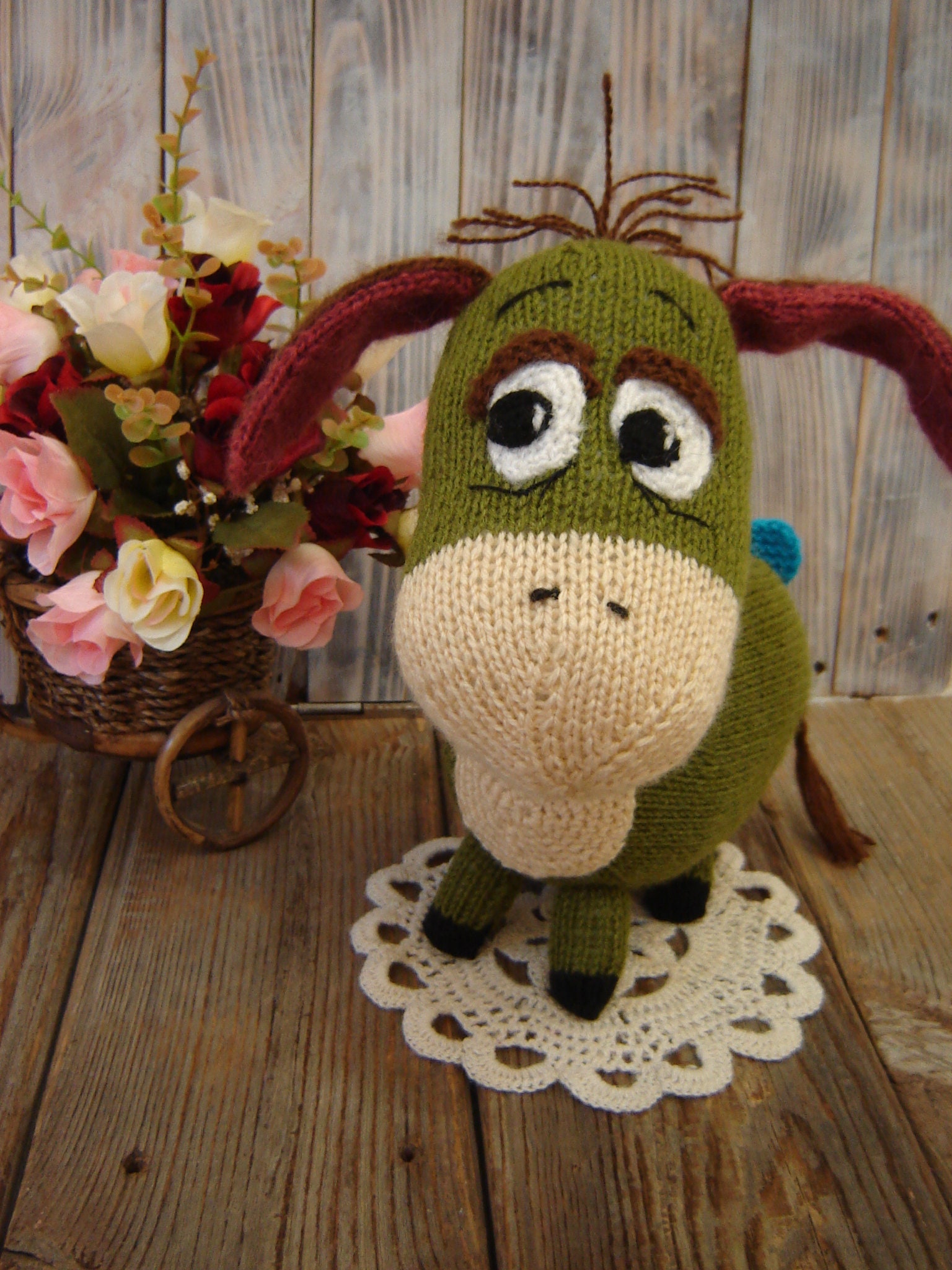 Knitted Toy Donkey Eeyore, Plush Donkey Stuffed Animal, Farm Animal ...