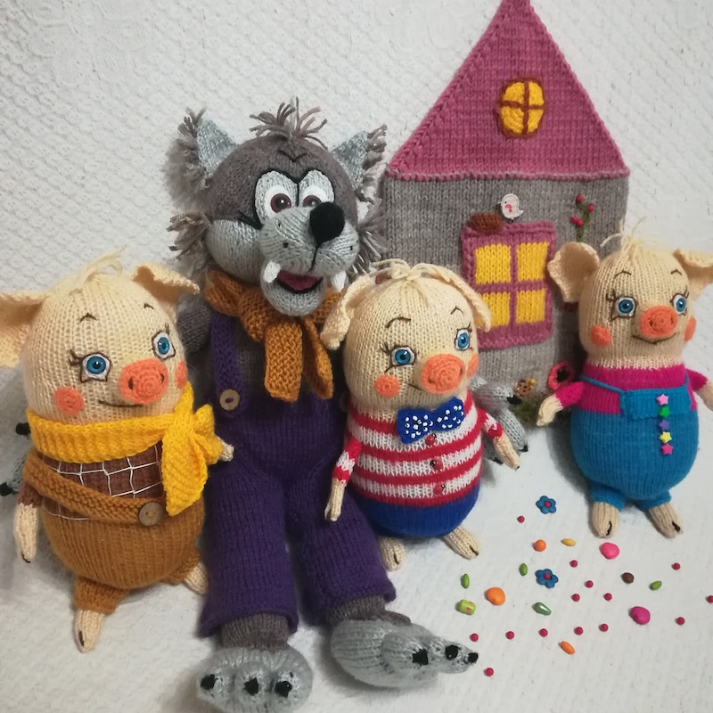 The Three Little Pigs and the Big Bad Wolf Toys - Etsy