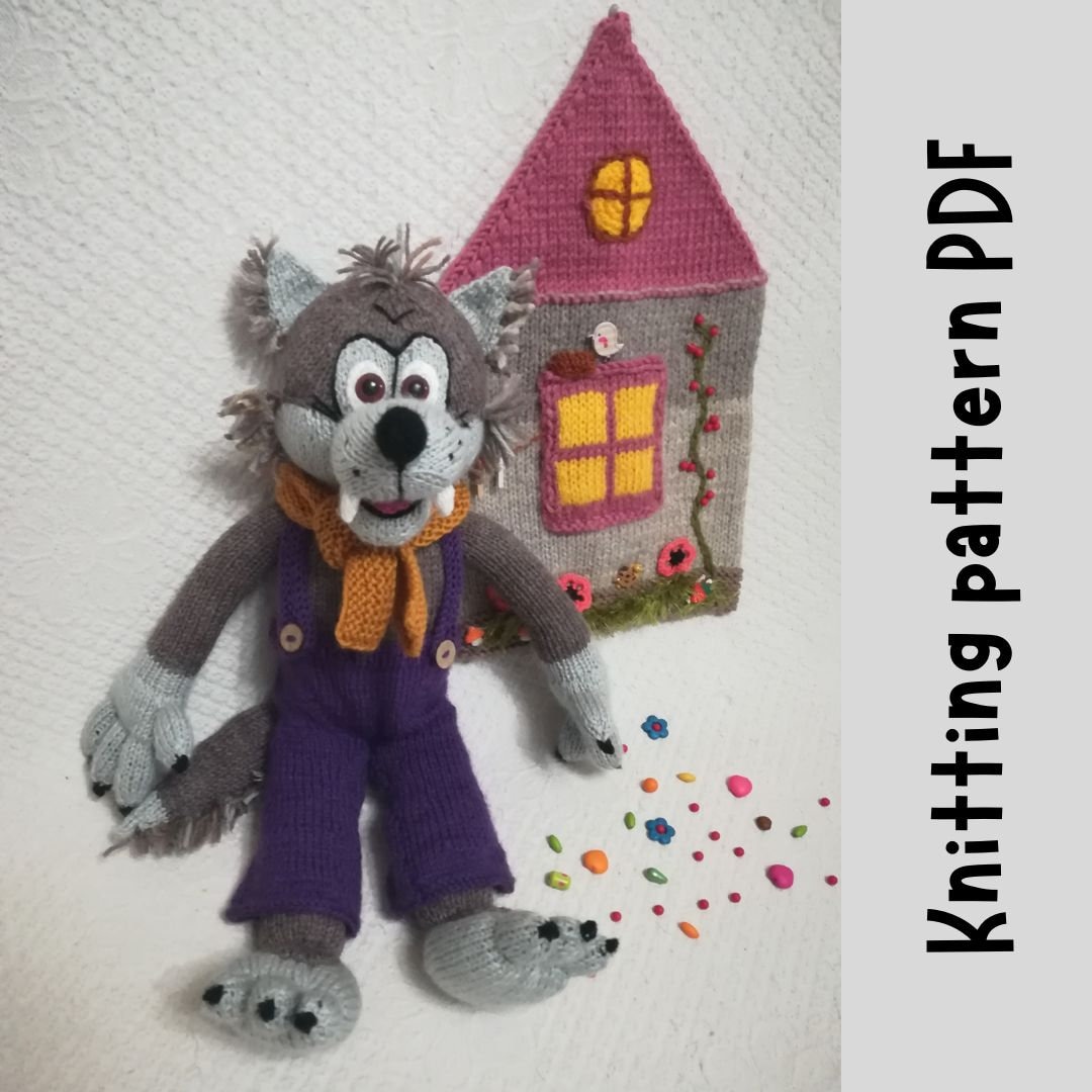 Kniting Pattern Big Bad Wolf, Wolf Amigurumi, Knit Wolf, Wolf Pattern ...