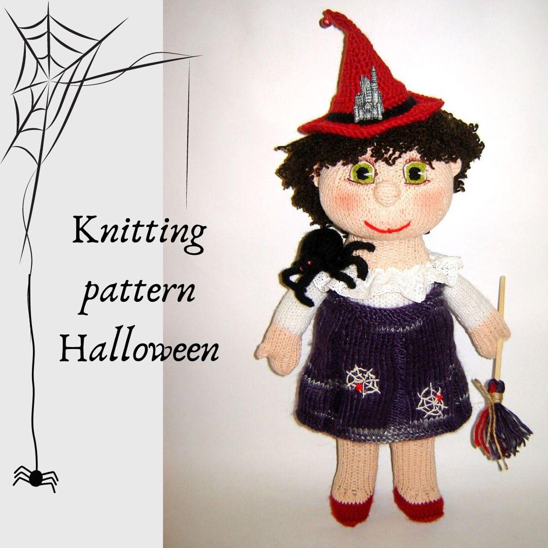 Halloween Plush Witch Doll Knitting Pattern With Spider Details - Etsy