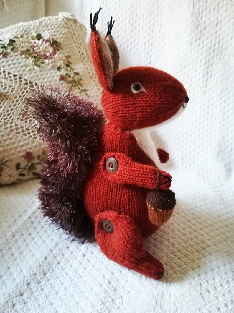 Toy Knitting Patterns, Plush Squirrel Toy Ginger Brown, Squirrel Charm ...