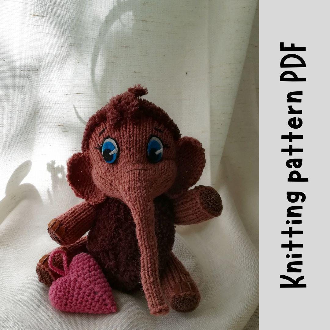 Unique Baby Mammoth Knitting Pattern With Heart 7.8 Inch Amigurumi Doll ...