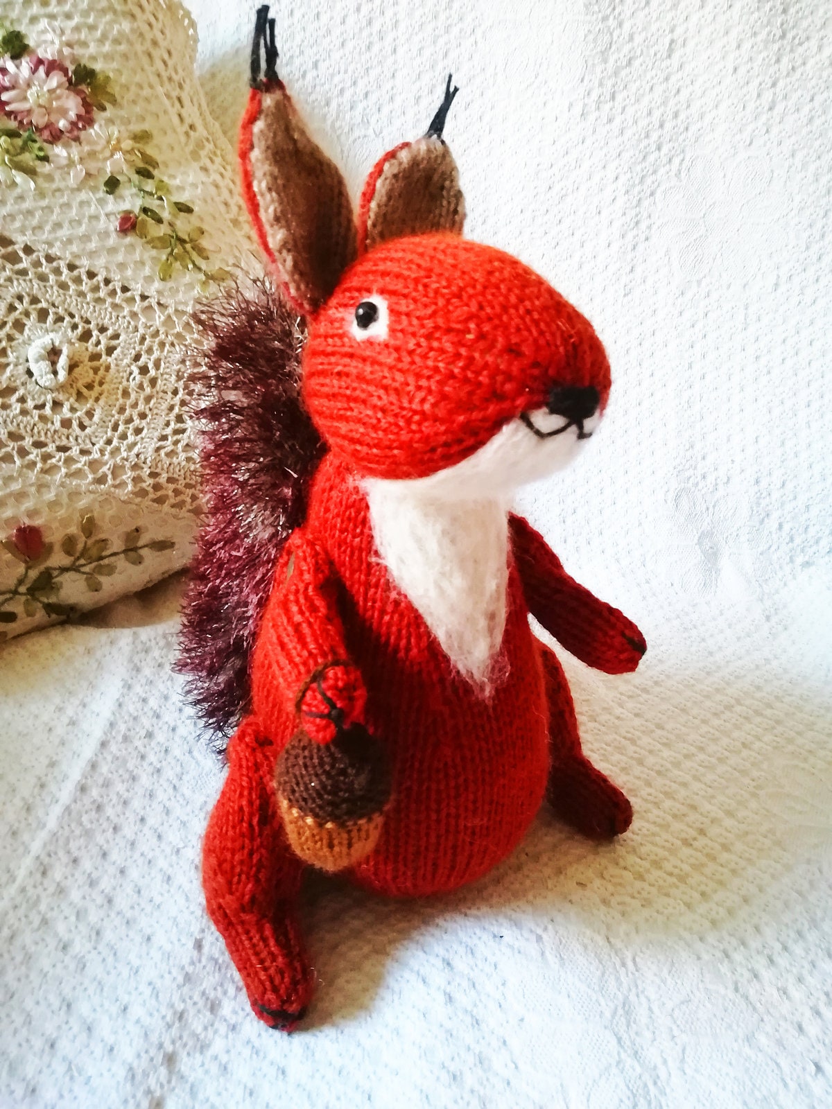 Toy Knitting Patterns, Plush Squirrel Toy Ginger Brown, Squirrel Charm, Animal Soft Toys ...