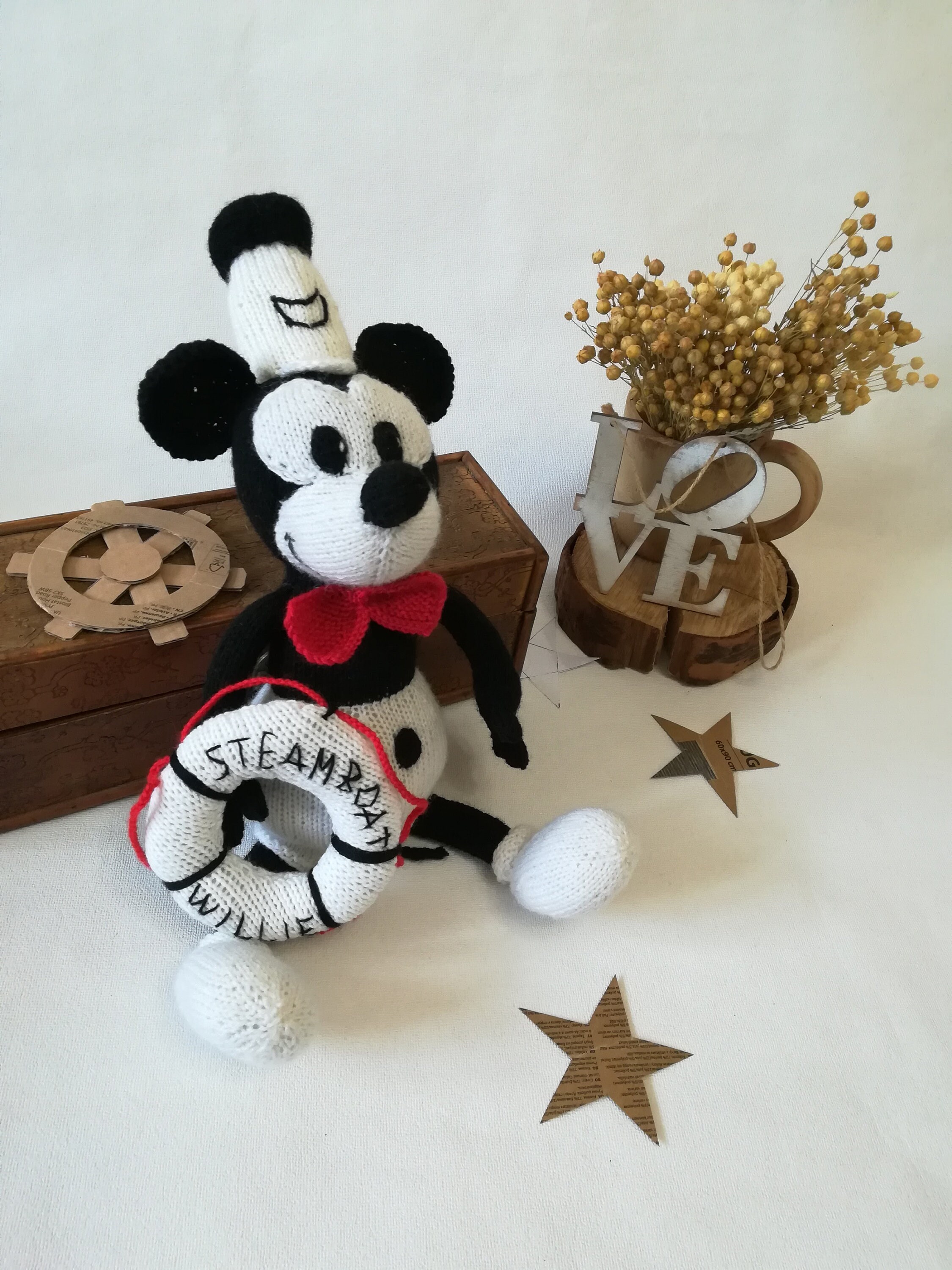 Plush Toy Micke Mouse Based on Steamboat Willie, Handmade Mouse Toy ...