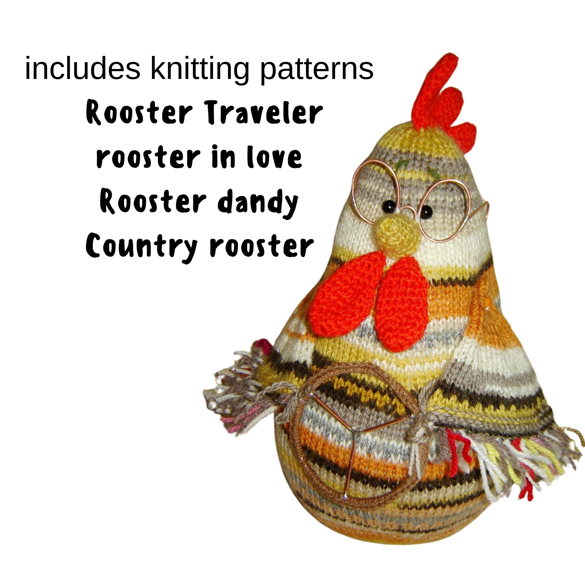 Toy Knitting Pattern Rooster for Valentine's Day Rooster, 4 Roosters -1 ...