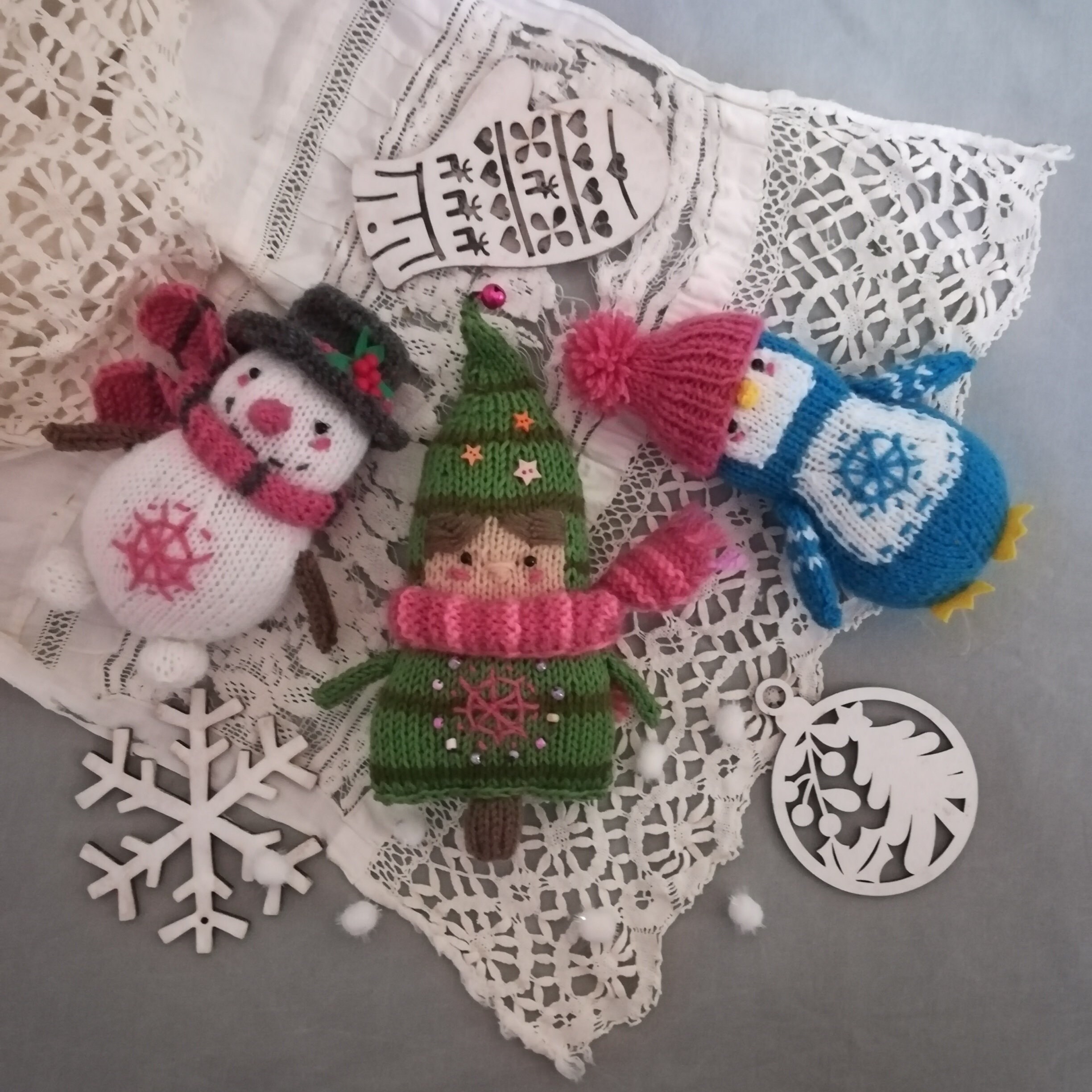 Bundle Toy Knitting Patterns of 3: Stuffed Snowman, Christmas Tree ...