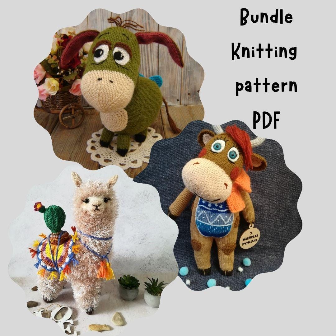 Amigurumi Animals Knitting Pattern Bundle: Soft Toy Patterns (PDF ...