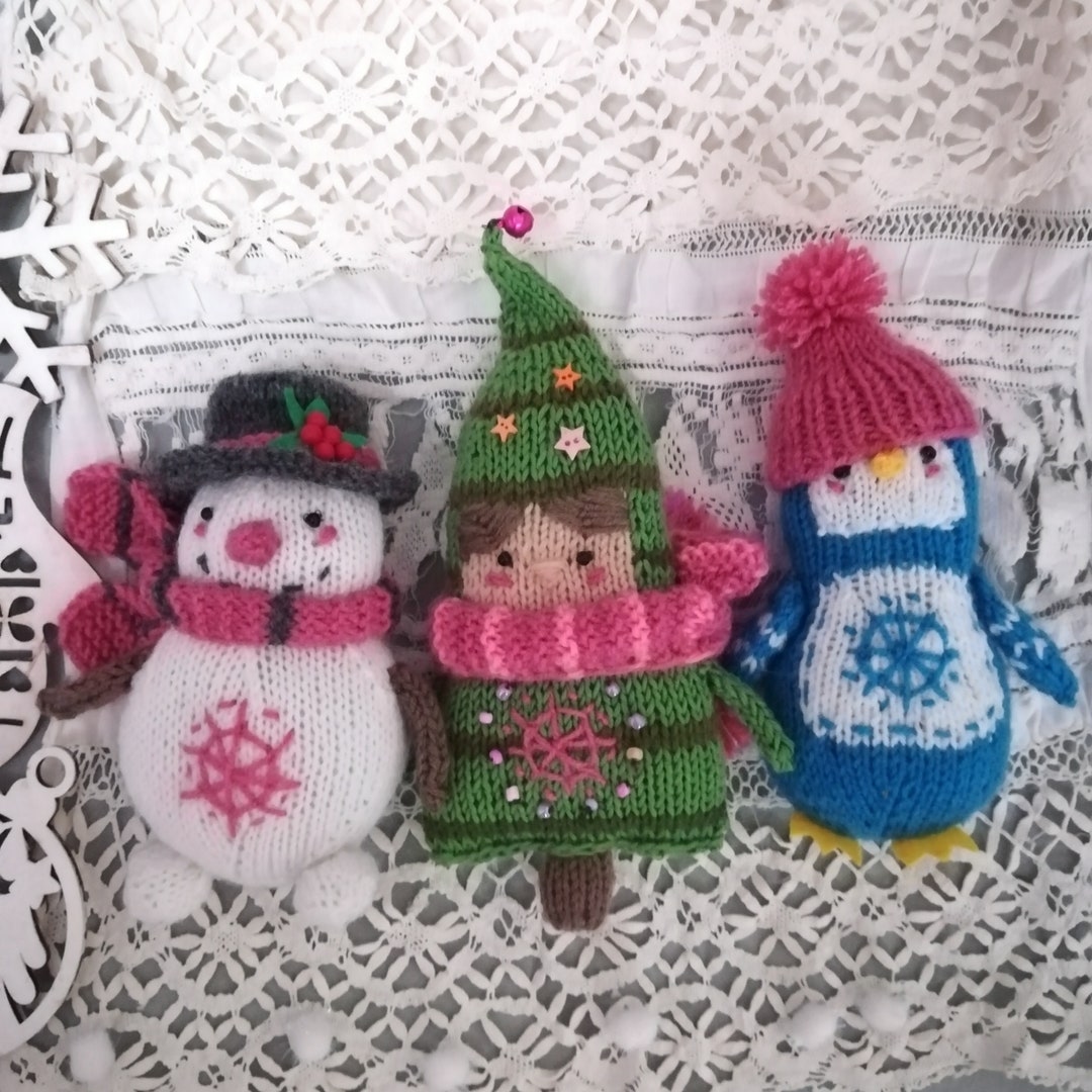 Bundle Toy Knitting Patterns of 3: Stuffed Snowman, Christmas Tree ...