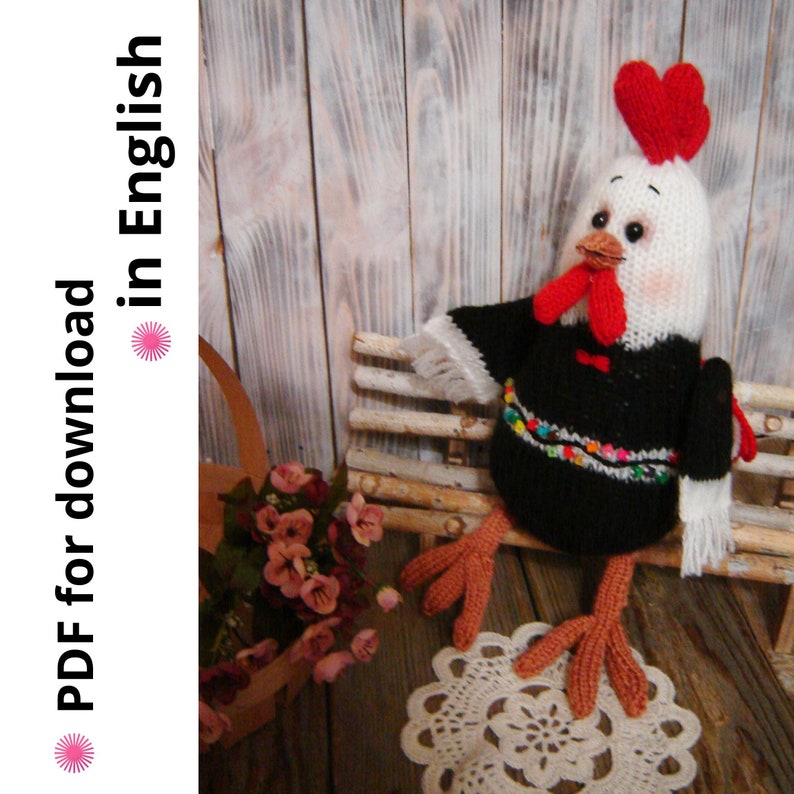Toy Knitting Pattern Rooster for Valentine's Day Rooster, 4 Roosters -1 ...