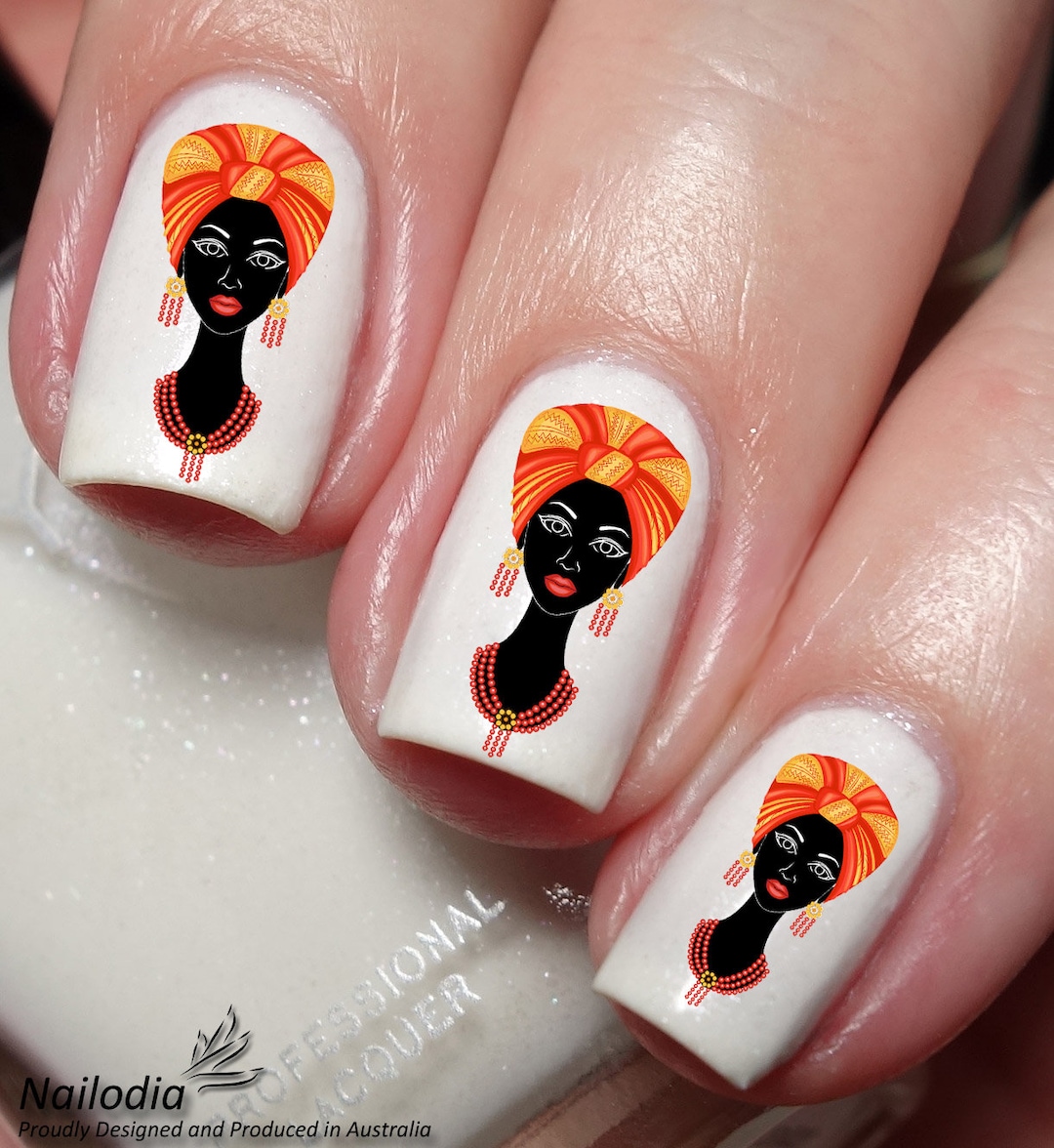 African Afro Woman Portrait Nail Art Decal Sticker - Etsy