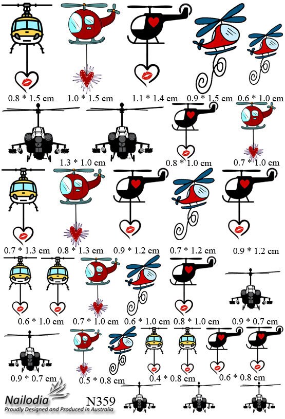 Helicopter Nail Art Decal Sticker - Etsy