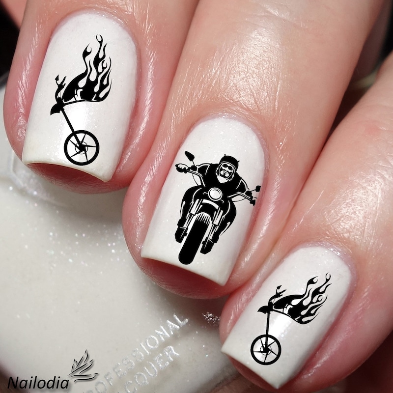 Motorcycle Nails - Etsy