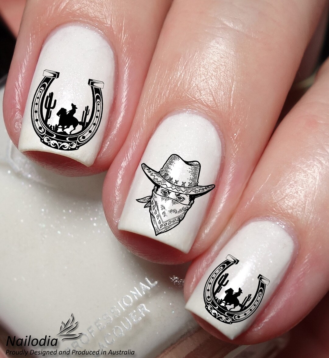 Western Cowboy Nail Art Decal Sticker - Etsy
