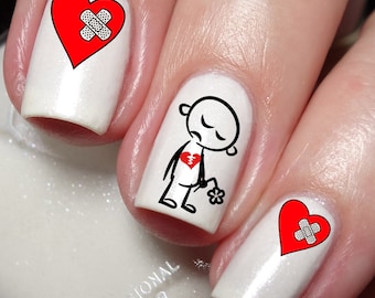 Crying Broken Heart Nail Art Decal Sticker - Etsy