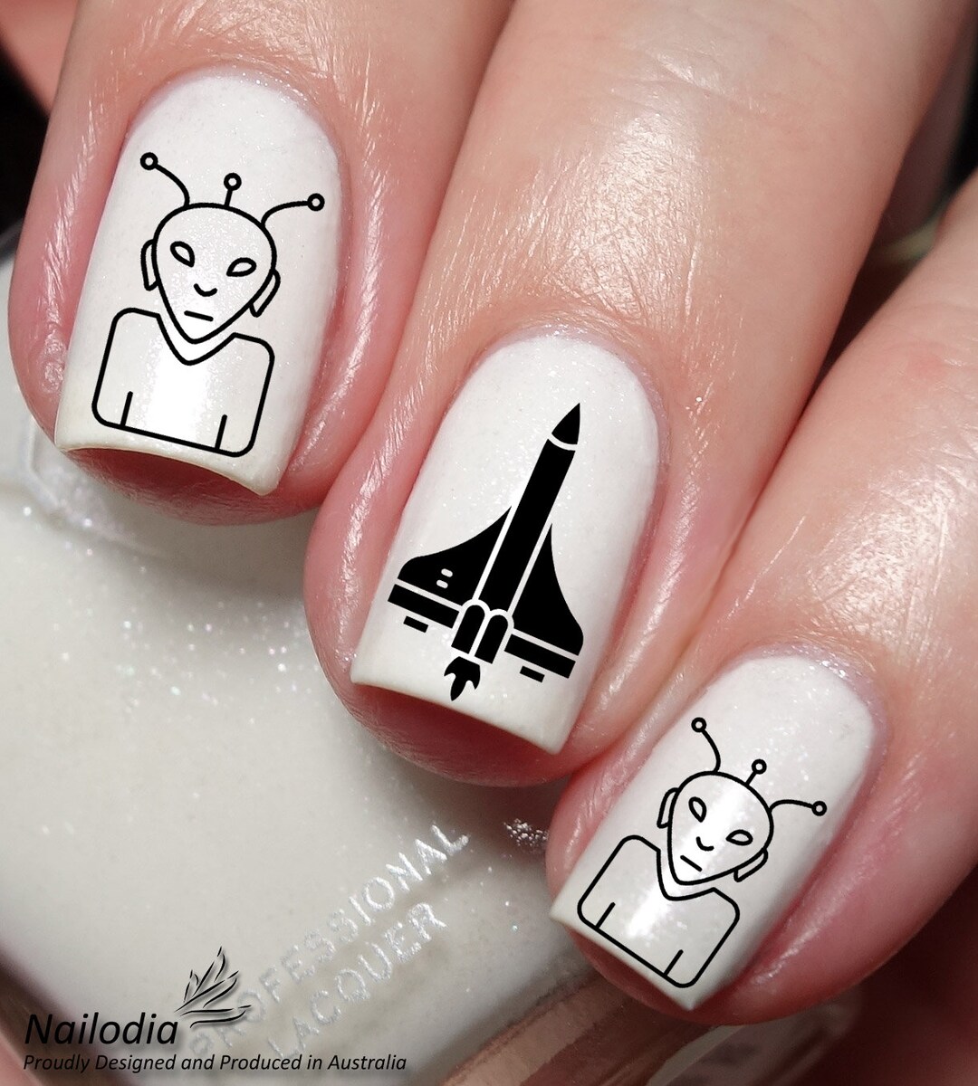 Space Shuttle Astronaut Alien Nail Art Decal Sticker - Etsy
