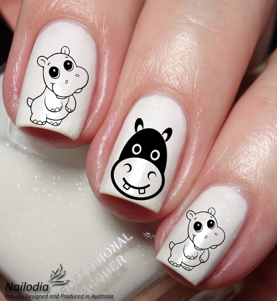 Cute Hippo Collection Nail Art Decal Sticker - Etsy