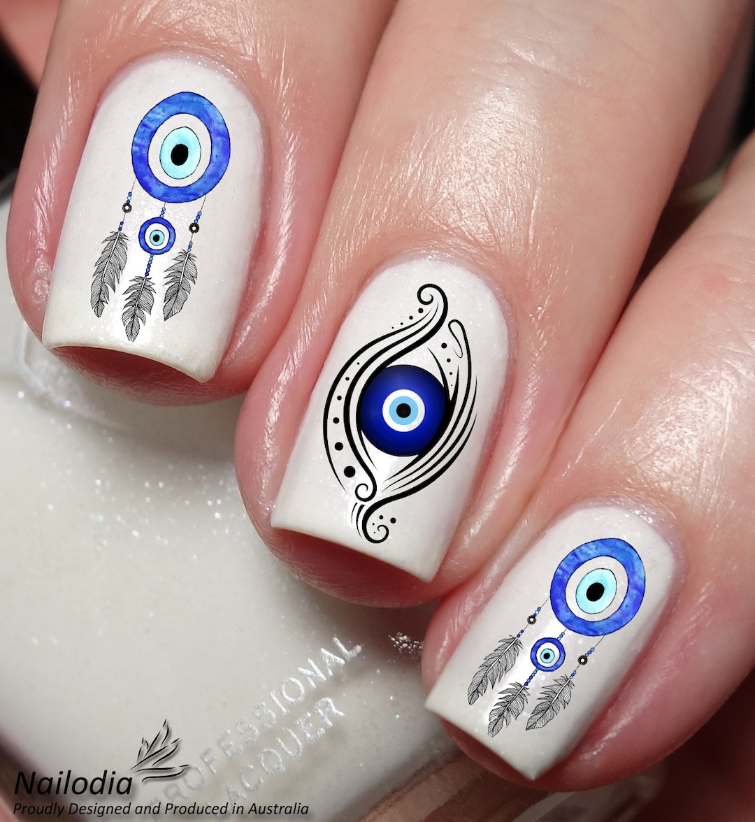 Blue Eye Nazar Hamsa Symbol Nail Art Decal Sticker - Etsy