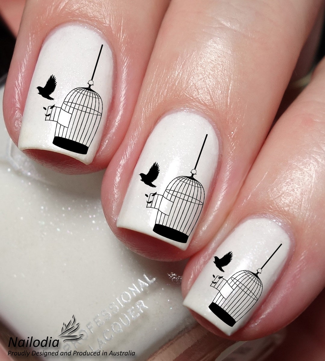 Flying Birds Cage Nail Art Decal Sticker - Etsy