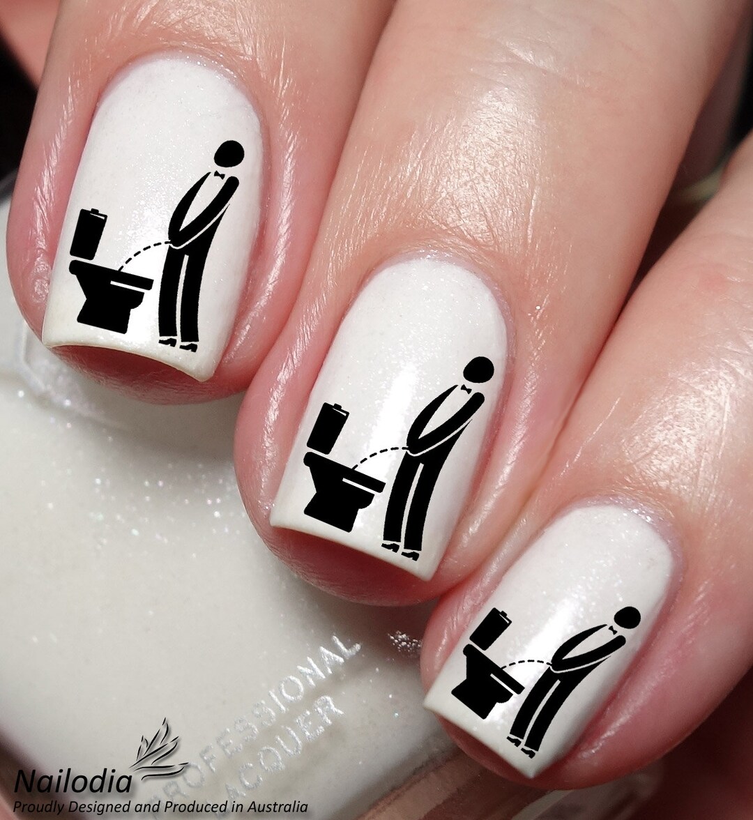 Funny Pooping and Pissing Man Nail Art Decal Sticker - Etsy